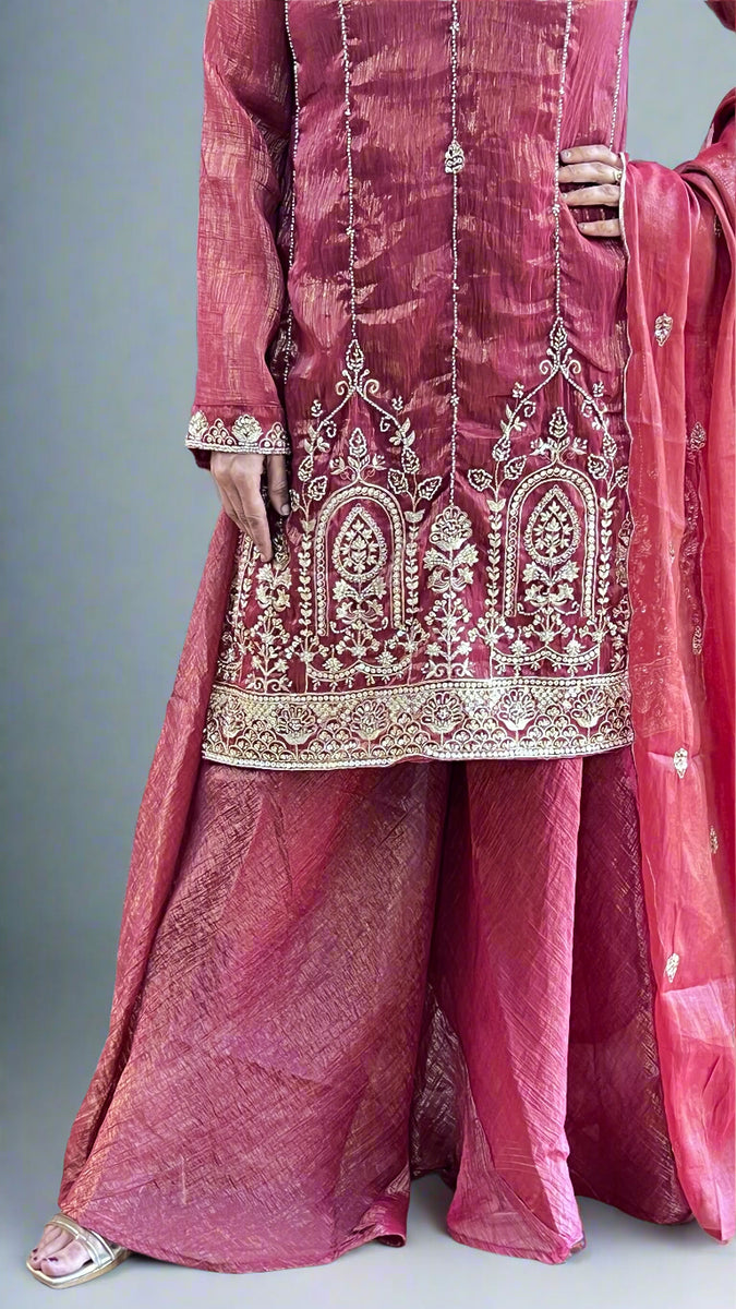 Hand work crush tissue suit – gagandeep collection